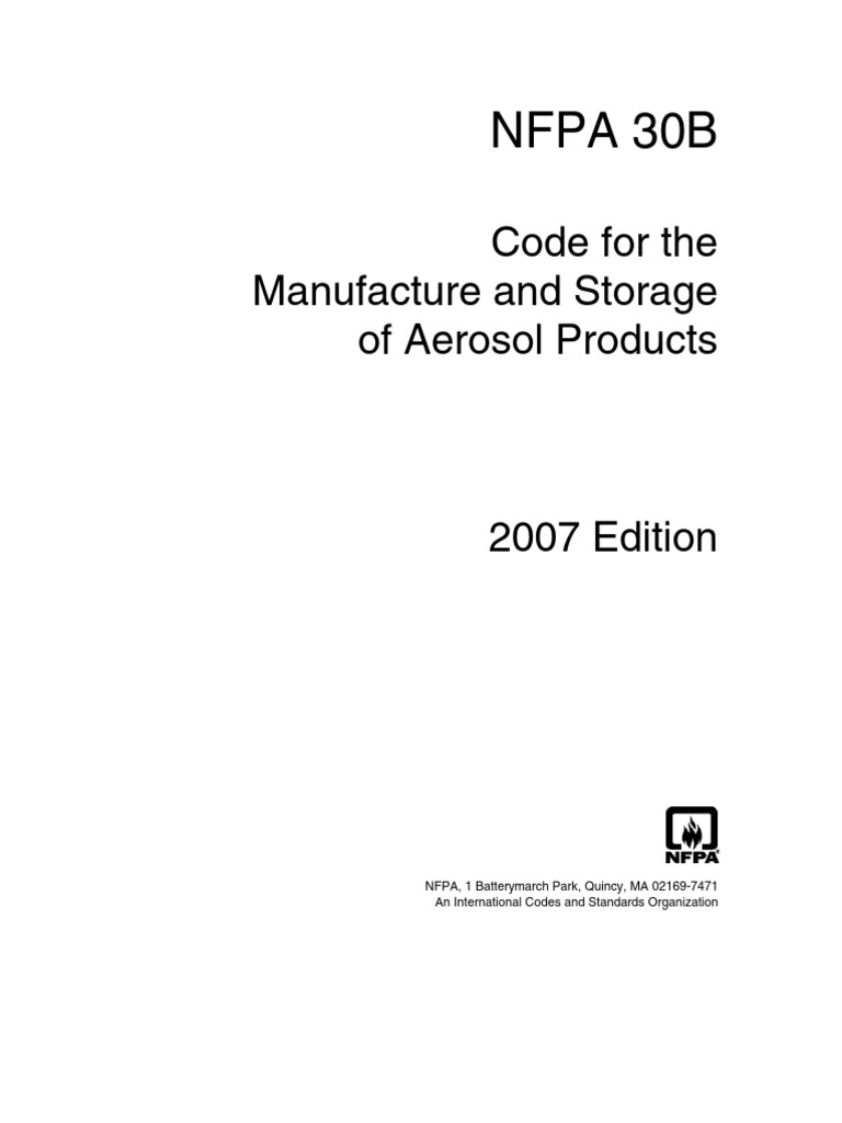 Nfpa 30B: Code For The Manufacture and Storage of Aerosol Products | PDF