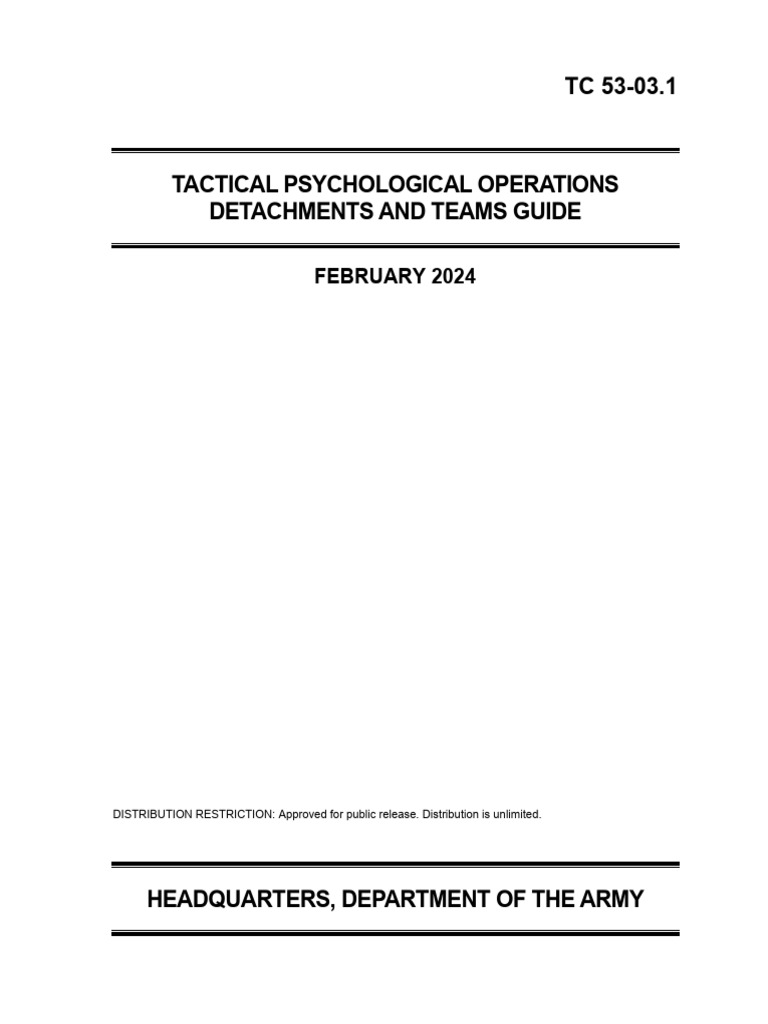 TC 53-03.1 Tactical Psychological Operations Detachments and Teams ...