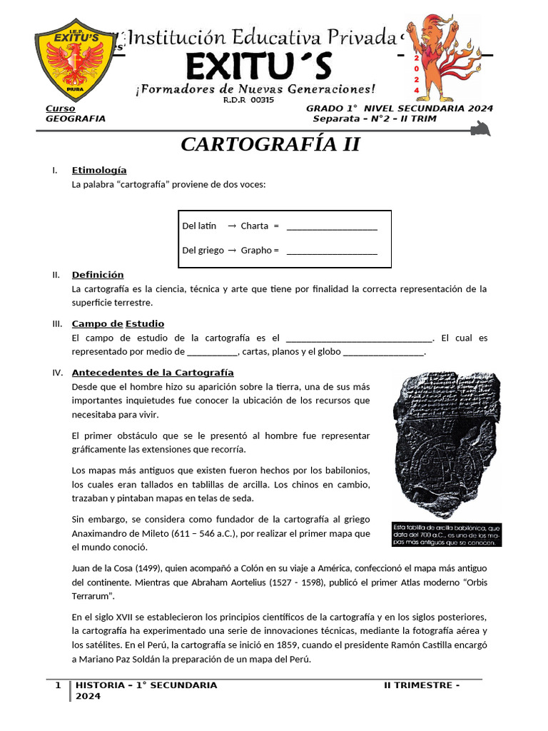 SEPARATA 02 -Geografia 1°sec | PDF | Mapa | Cartografía