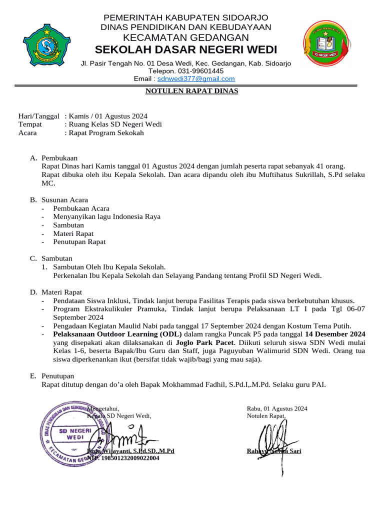 Notulen Rapat Odl | PDF