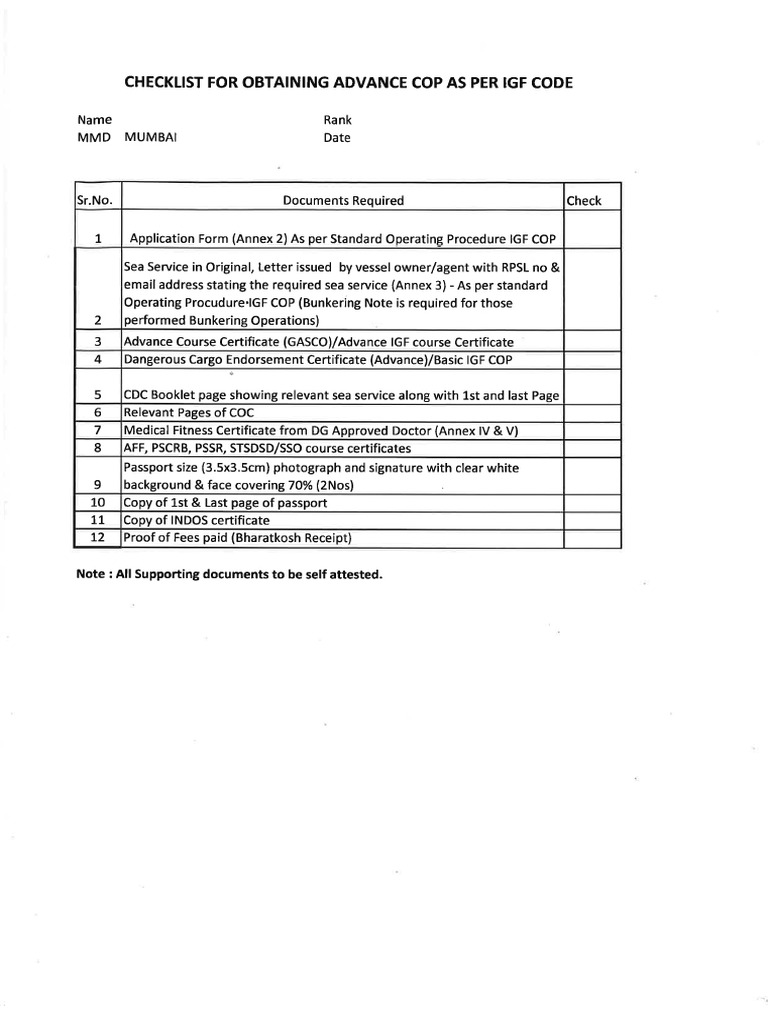 IGF CHECK LIST | PDF