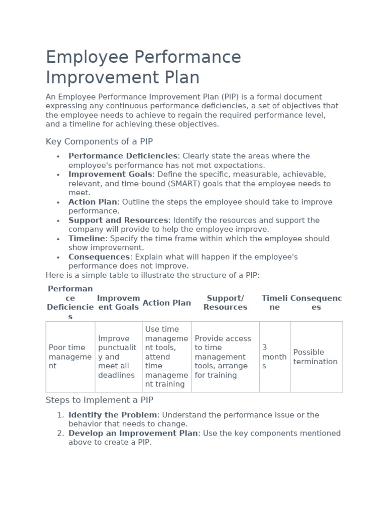 Employee Performance Improvement Guide | PDF | Goal