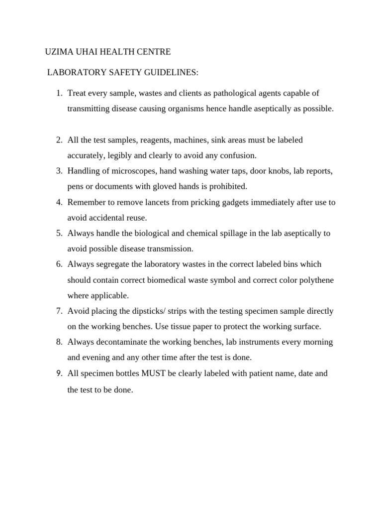 LABORATORY SAFETY GUIDELINES. | PDF
