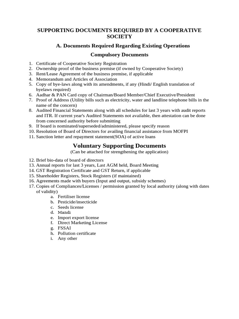 Supporting Documents Cooperatives Pdf Deed