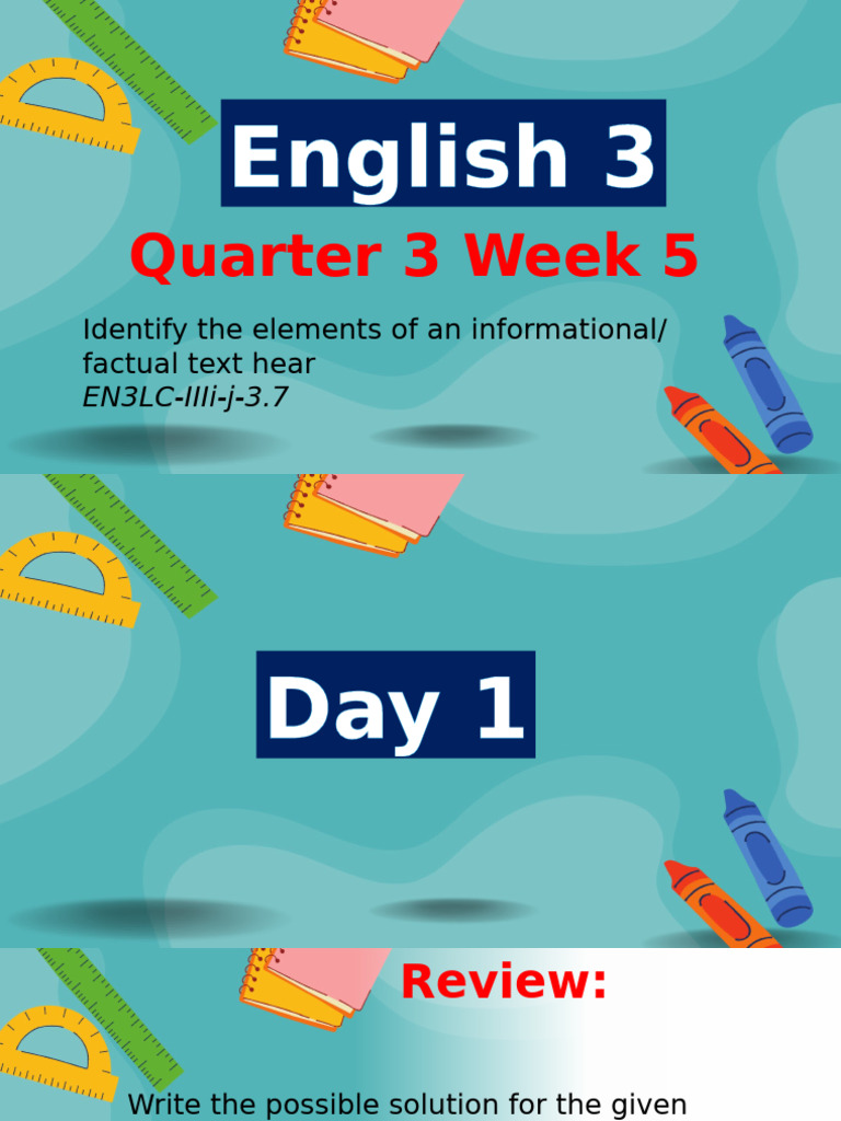 English3 Q3 Week5 PPT ElementsOfAFactualText | PDF