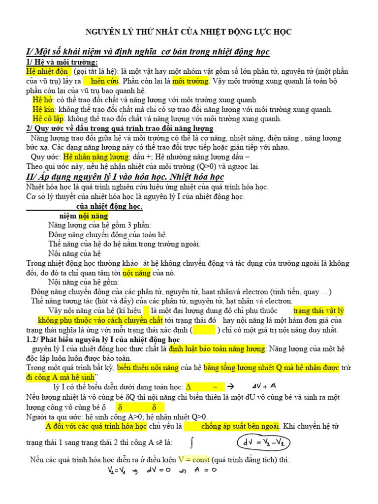 Bai Giang Nguyen Ly Thu Nhat Cua Nhiet Dong Hoc | PDF