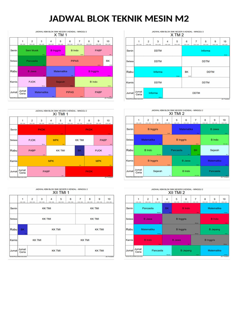 Jadwal Blok Teknik Mesin M2 2425 | PDF
