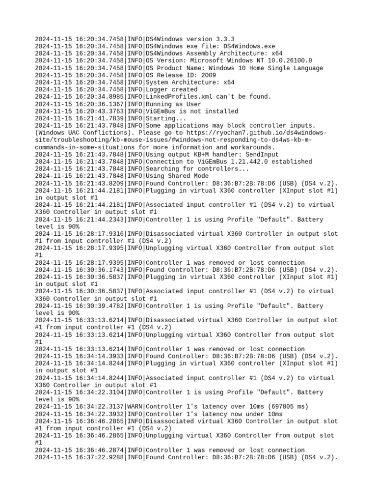 Ds4windows Log 20241115.1 | PDF | Microsoft Windows | Microsoft Software