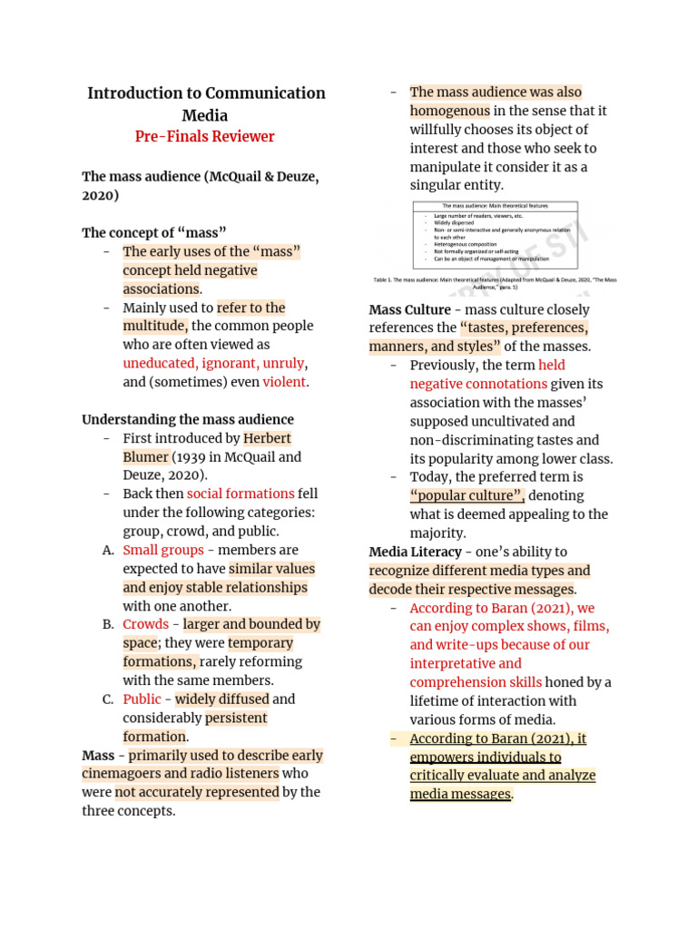 Intro to Comm Prefinals Reviewer | PDF | Communication | Social Media