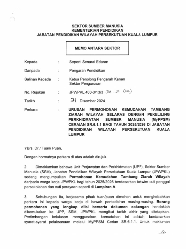 Memo - Hebahan Takwim TZW | PDF