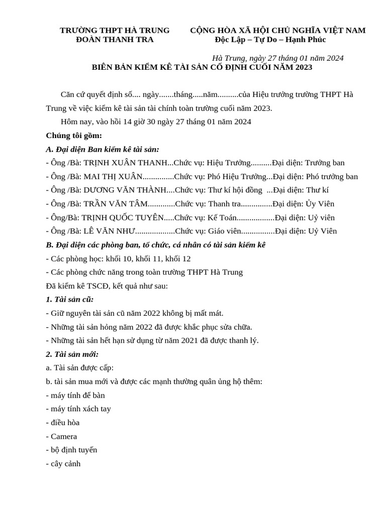 Bien Ban Tong Hop | PDF