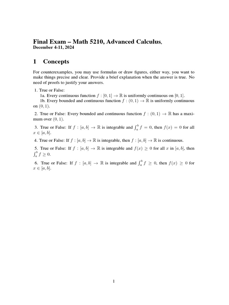 Final Exam | PDF | Limit (Mathematics) | Sequence