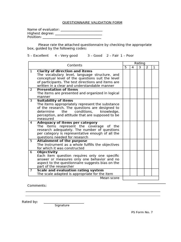 GROUP 1 - BTVTED ELX 4B Questionnaire and Evaluation Form | PDF ...