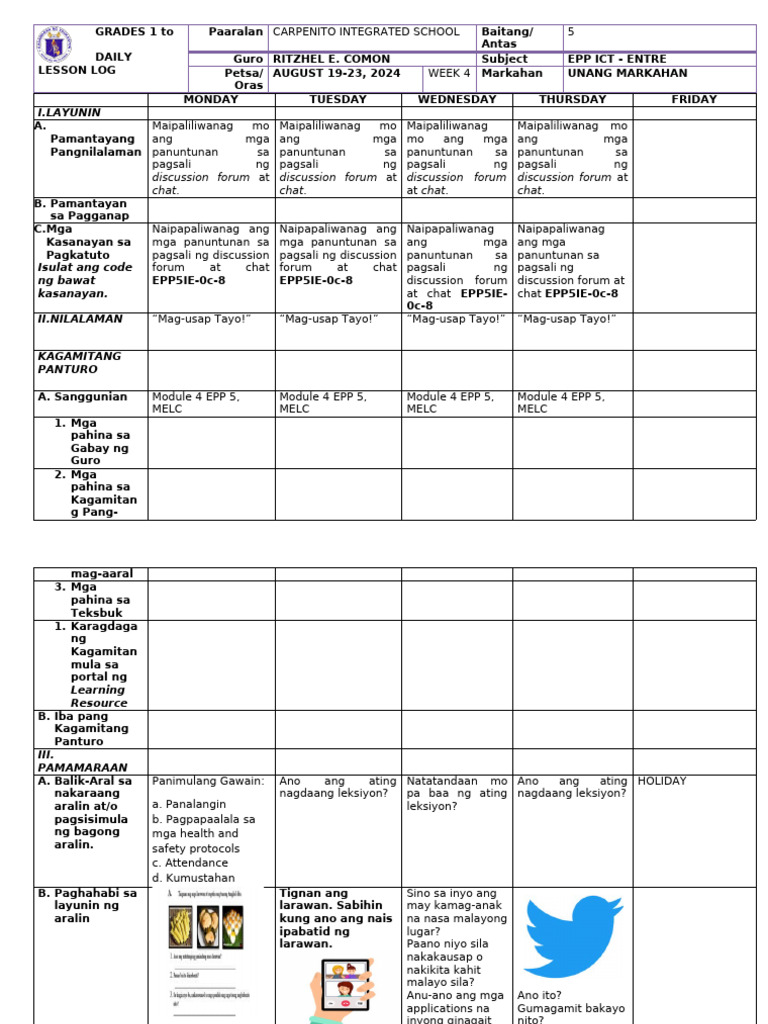 DLL Week 4 Epp Ict Entre (2024-2025) | PDF