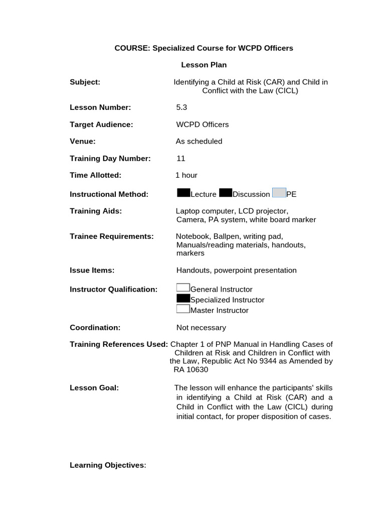 Identifying CAR and CICL | PDF | Lecture | Justice