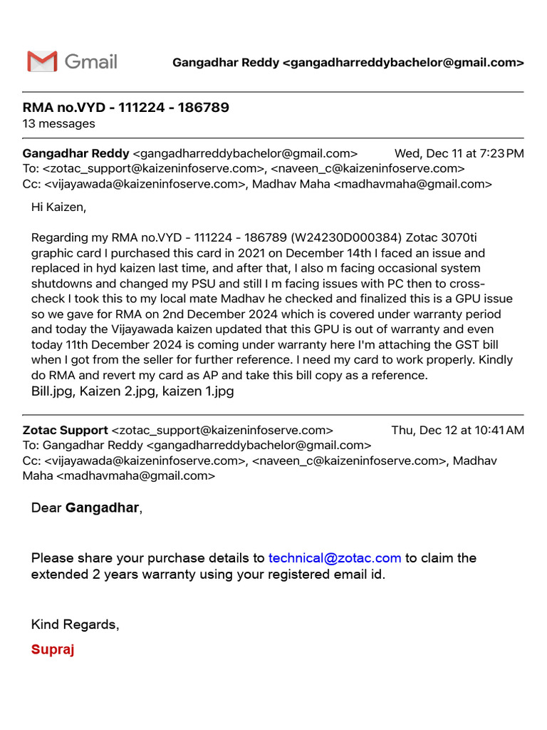 RMA no.VYD - 111224 - 186789 | PDF