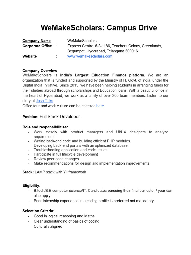 Job Description- Full stack developer | PDF