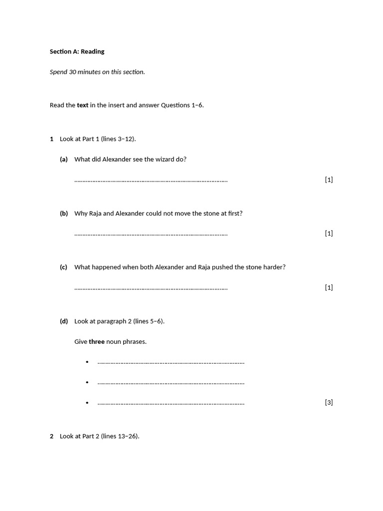 2024 Term 2 Year 3 Revision English Paper 2_Question Paper | PDF ...