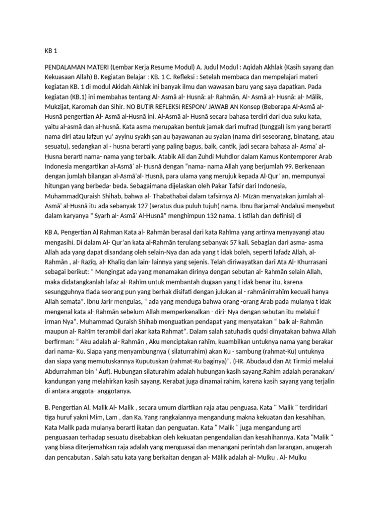 akida akhlak kb 1-4 | PDF