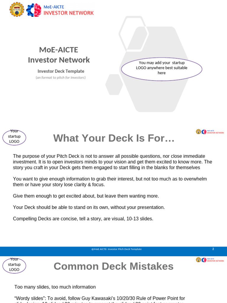 Investor Pitch Deck Template Guide | PDF | Startup Company | Small ...