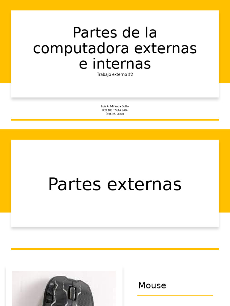 Partes de La Computadora Externas e Internas Luis Miranda | PDF ...
