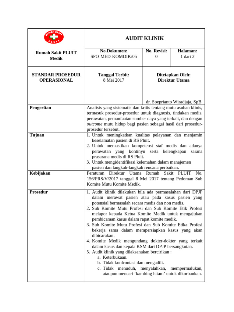 05.SPO AUDIT KLINIK | PDF