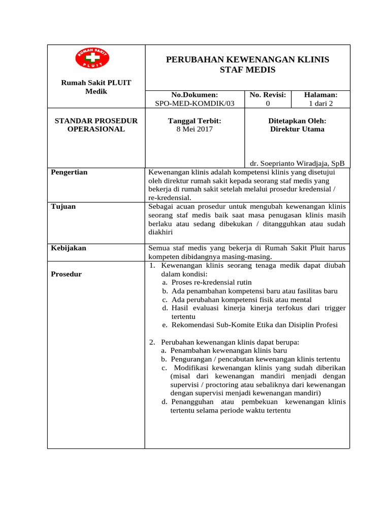 03.perubahan Kewenangan Klinis Staf Medis | PDF
