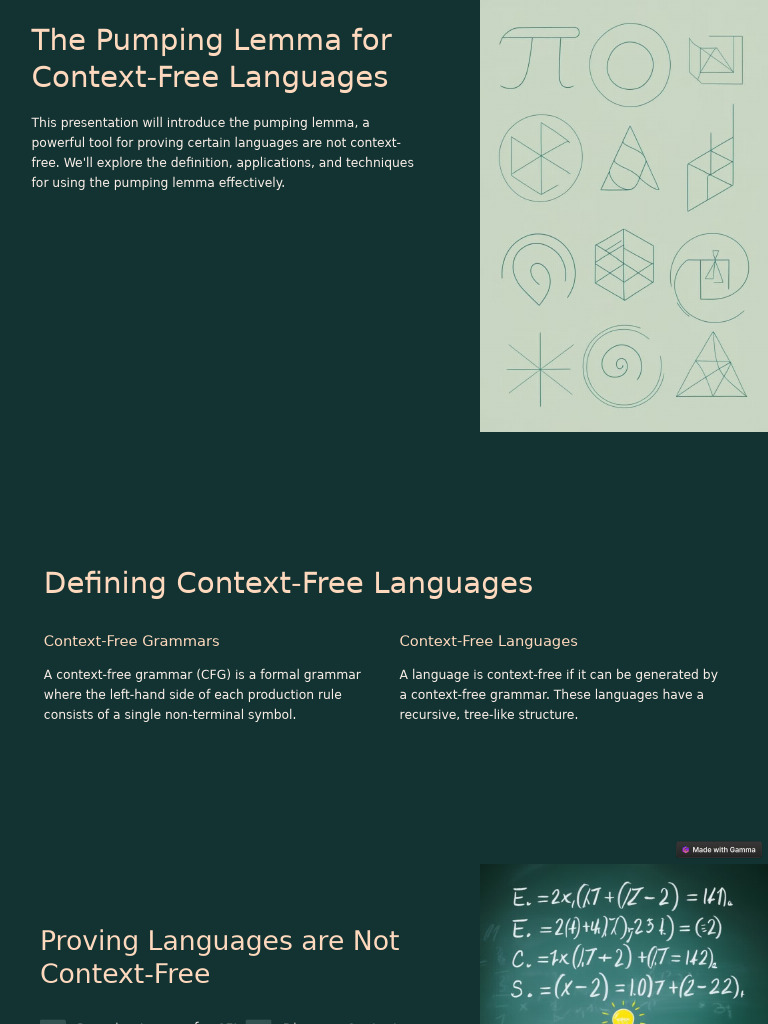 The Pumping Lemma For Context Free Languages | PDF | Metalogic | Formalism (Deductive)