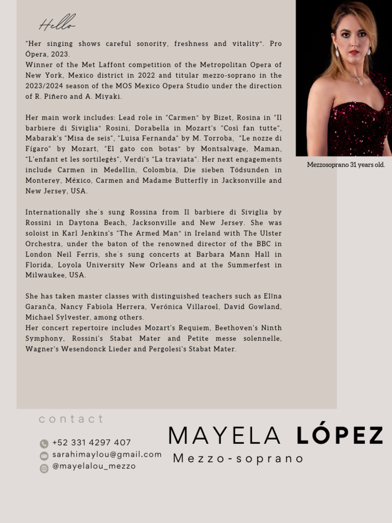 Acclaimed Mezzo-Soprano Profile | PDF