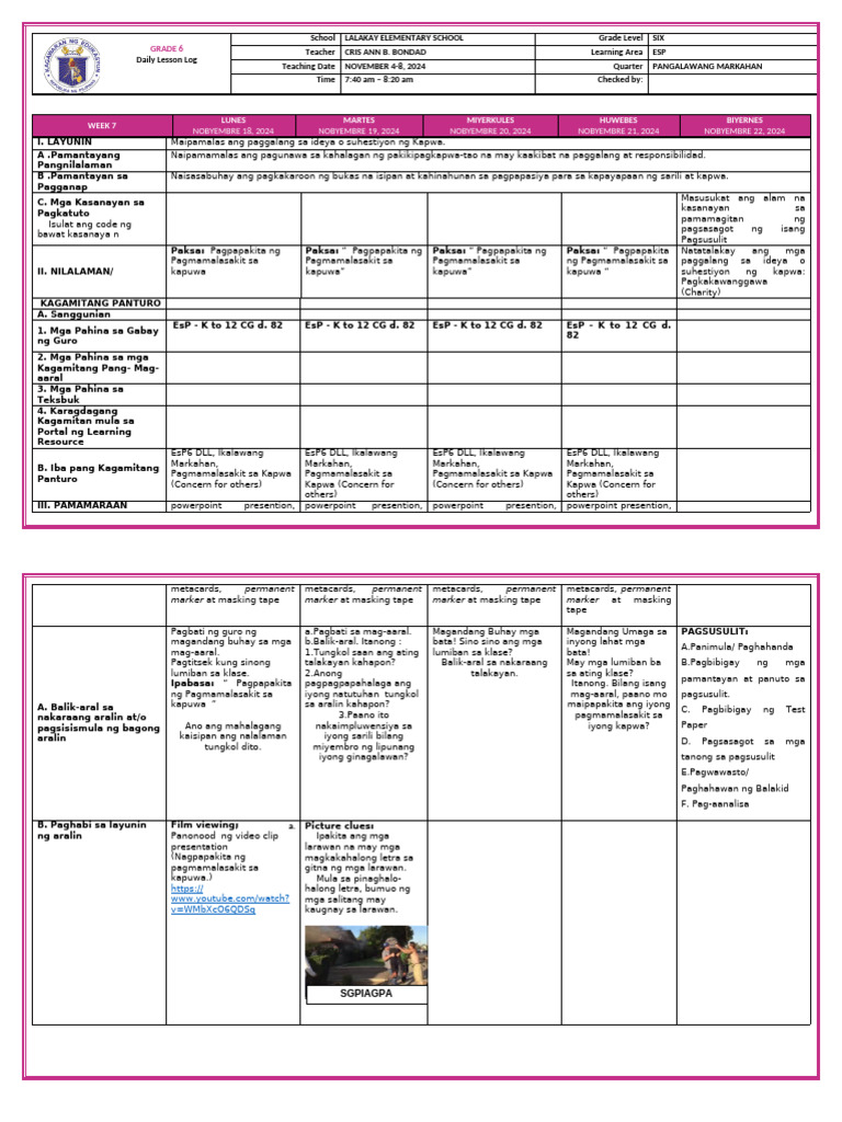 Q2 Week7 DLL Esp6 | PDF