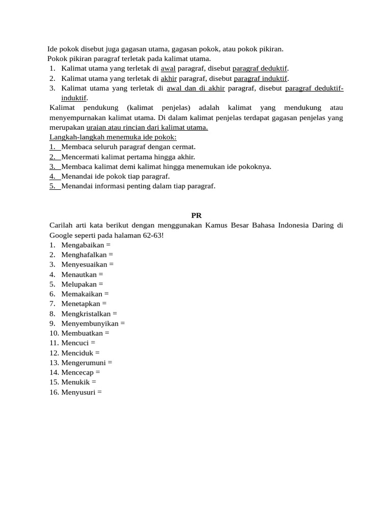 Soal Ide Pokok Kelas 3 | PDF