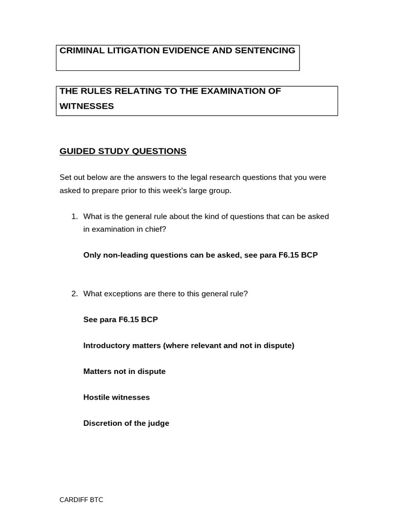 Criminal Litigation: Evidence & Witness Rules | PDF | Witness | Cross ...