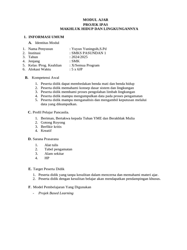 Modul Ajar CP 1 | PDF