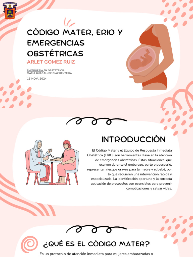 Código Mater, ERIO y Emergencias Obstétricas | PDF | Periodo posparto | Parto