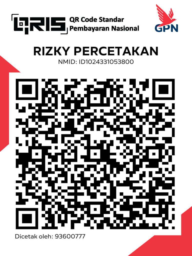 QRIS Statis RIZKY PERCETAKAN - 2024724161858 | PDF