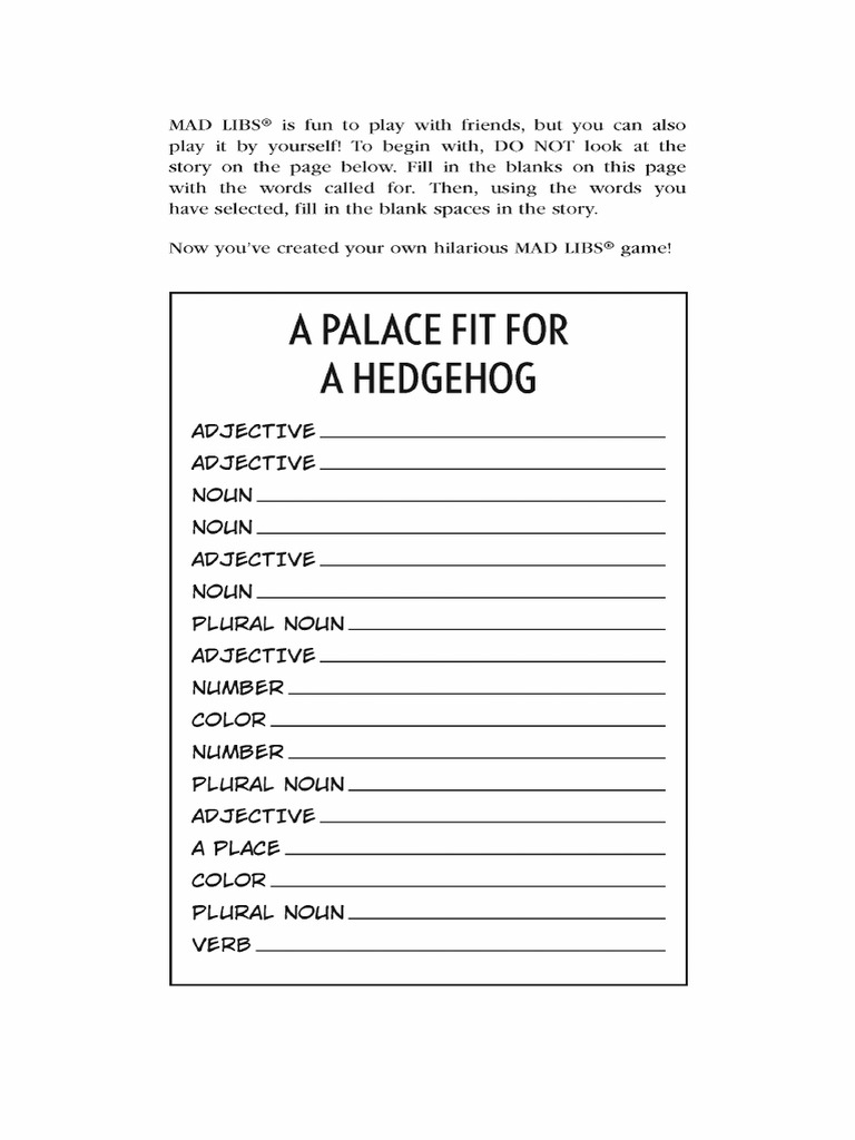 Sonic The Hedgehog Mad Libs | PDF