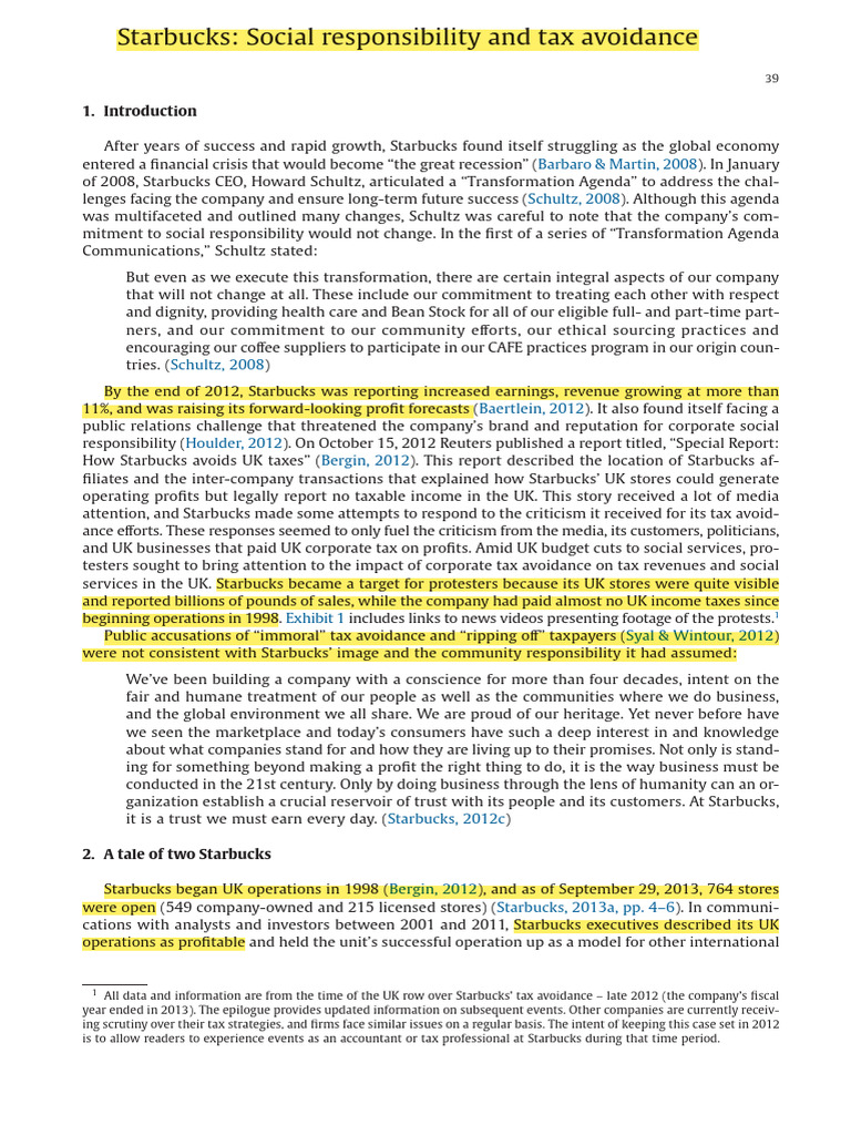Starbucks case | PDF | Taxes | Starbucks