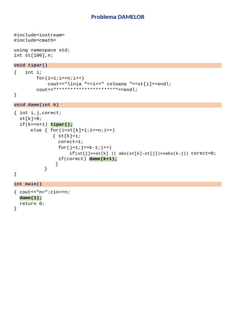 Backtracking - Probl. DAMELOR - FG | PDF