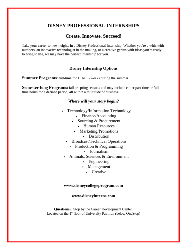 Disney Professional Internship Program - FAQs | PDF | Résumé