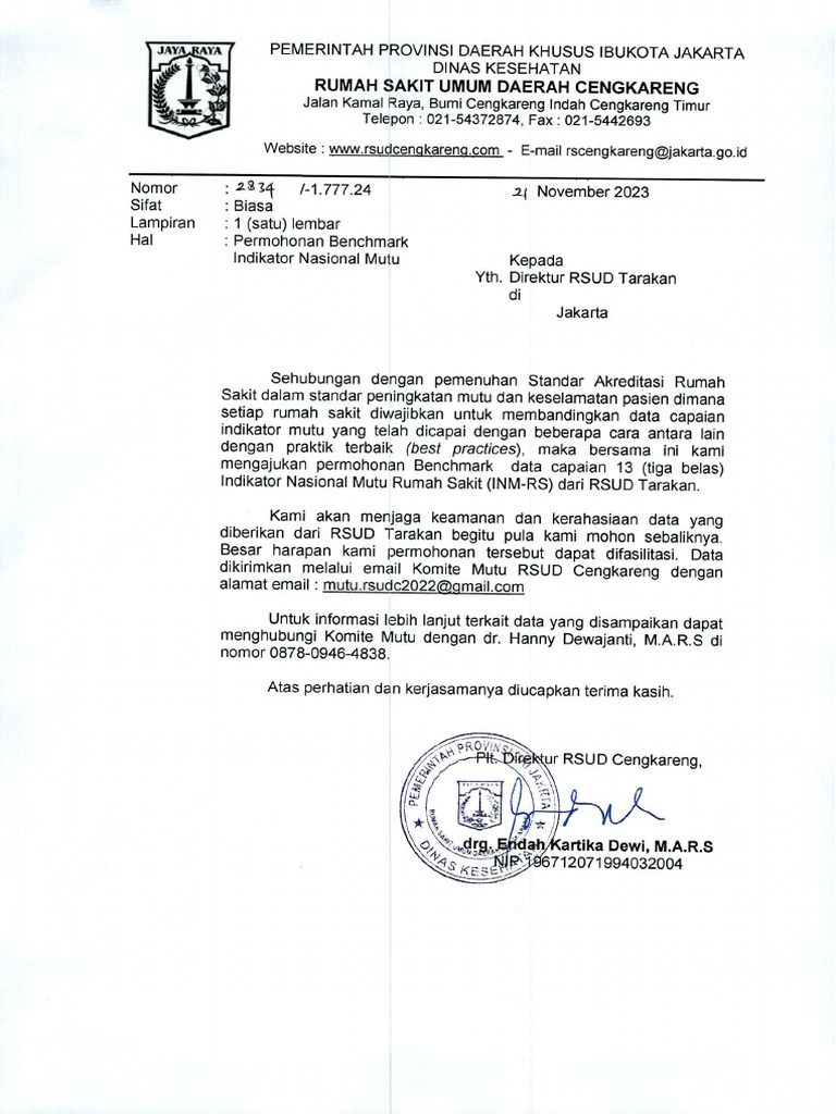 2834, Rsud Tarakan, Permohonan Benchmark Indikator Nasional Mutu_0001 ...