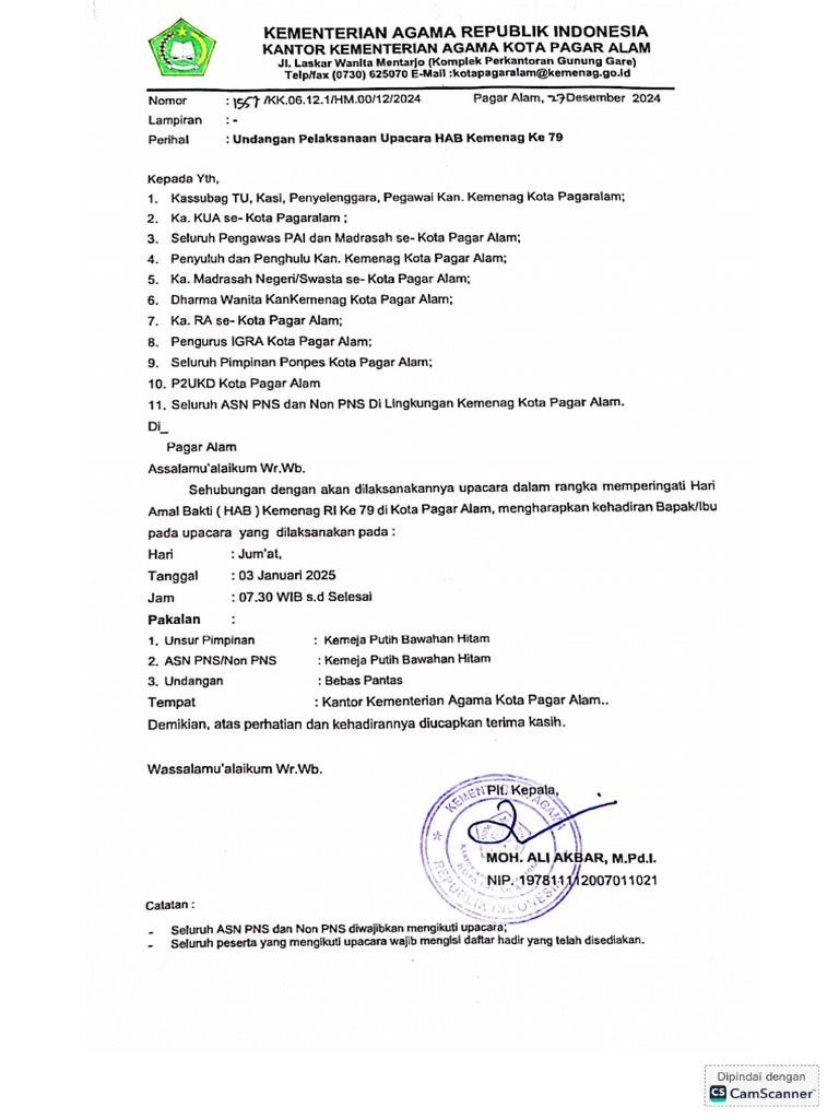 Undangan Upacara Hab Ke 79 | PDF