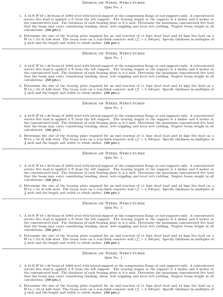Q1 CE152 1stSEM2024 2025 | PDF | Bending | Beam (Structure)