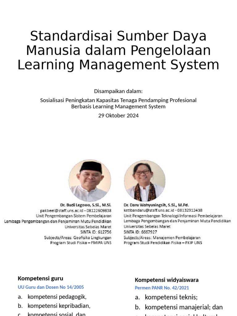 Presentasi SDM LMS Budi Legowo UNS | PDF