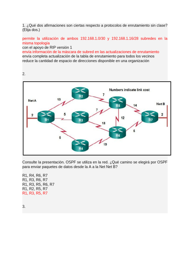 Examen Capitulo 7 CCNA CISCO 2 | PDF | Enrutador (Computación) | Protocolos de internet