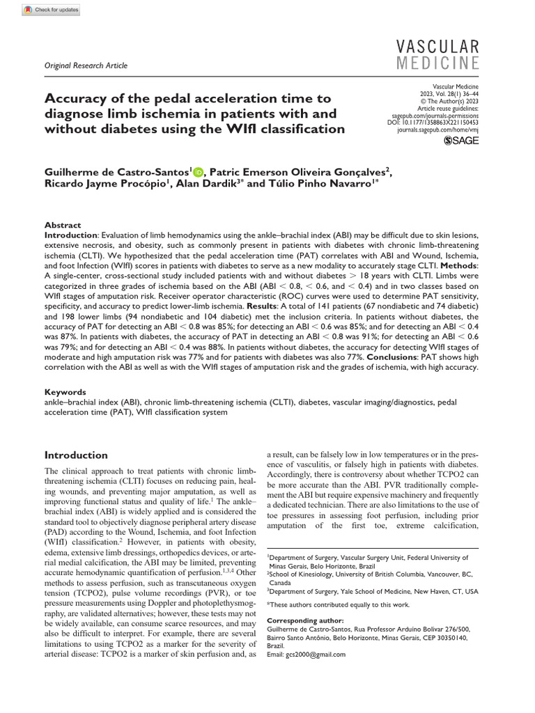 De Castro Santos Et Al 2023 Accuracy of The Pedal Acceleration Time To ...