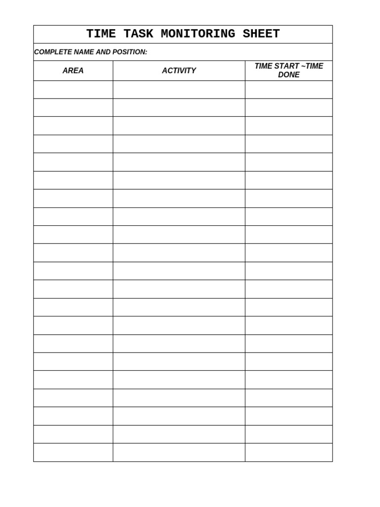Task Monitoring Sheet | PDF