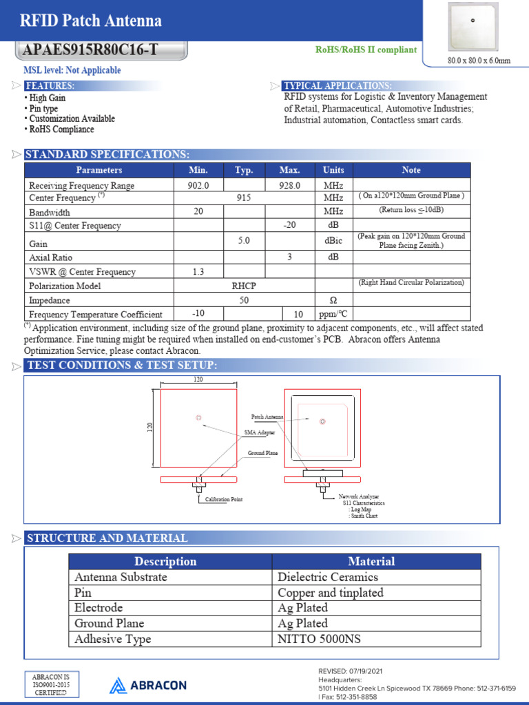 End Node Antenna Datasheet | PDF | Antenna (Radio) | Electromagnetism