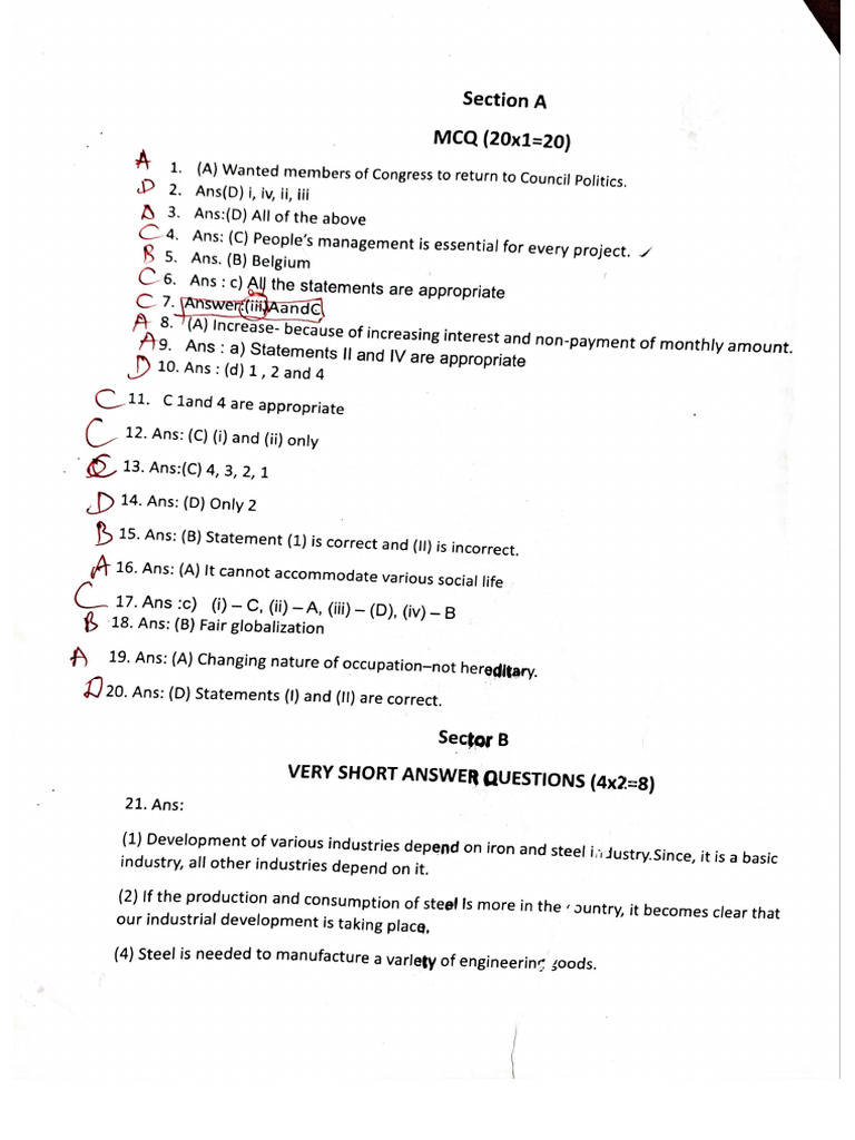 Pre board II Answer key | PDF
