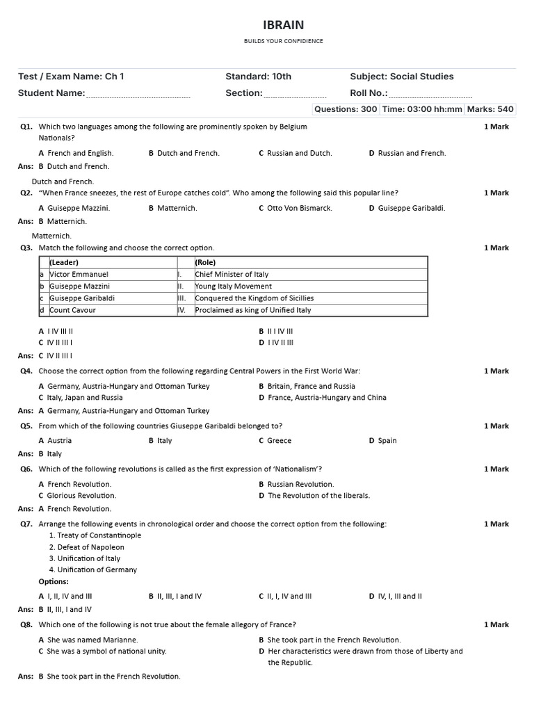 Answer-1 | PDF | Otto Von Bismarck | Kingdom Of Prussia