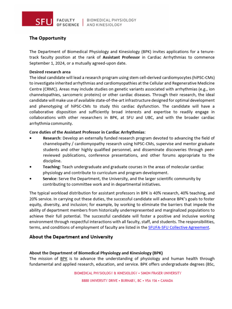 SFU-Assistant-Professor-Job-Posting | PDF
